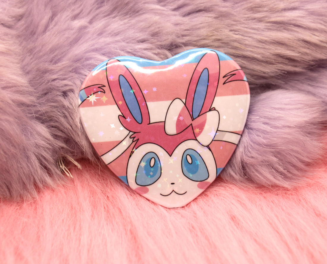 Sylveon Trans Heart Badge (55mm) – OccultTrash